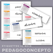 Étiquettes 12 mois de l'année - PedagoConcepto