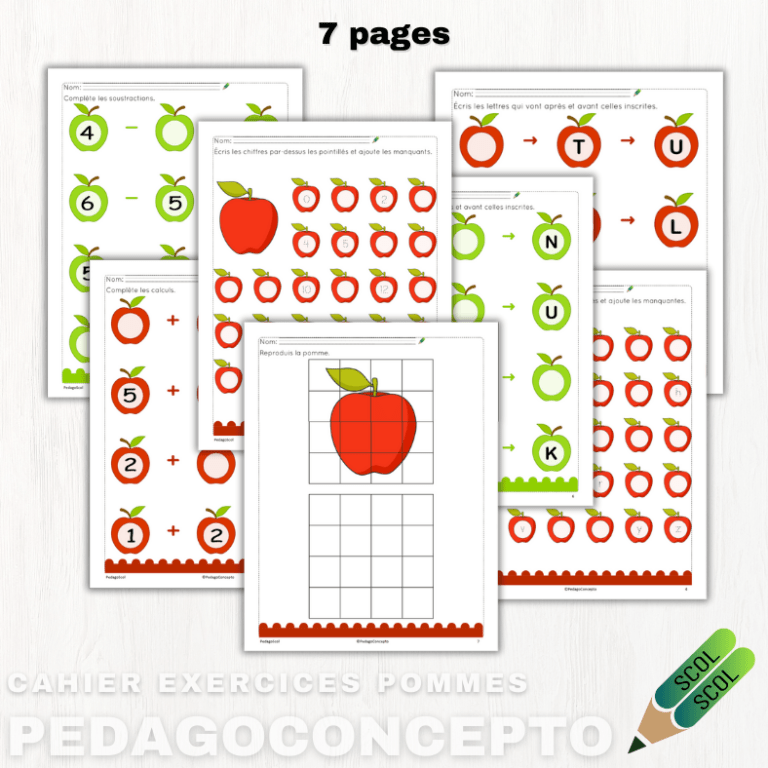 Cahier exercices pommes - PedagoConcepto
