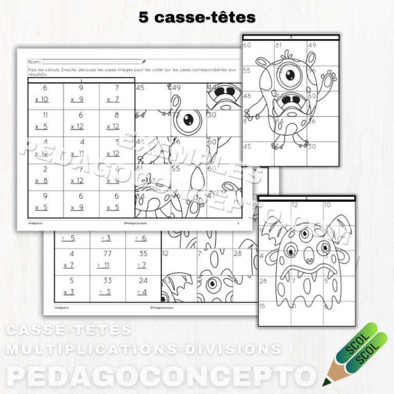 Casse-têtes multiplications-divisions - PedagoConcepto