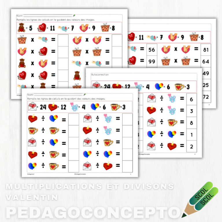 Multiplications et divisions valentin - PedagoConcepto