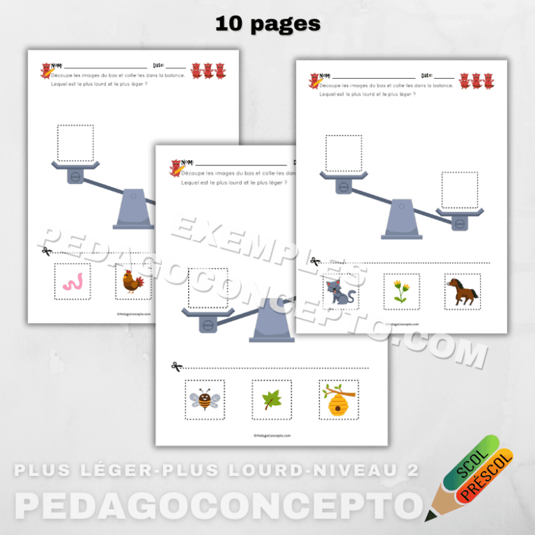 Plus léger-Plus lourd-Niveau 2 - PedagoConcepto