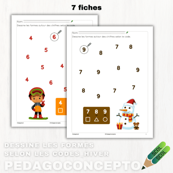 Dessine les formes selon les codes_Hiver - PedagoConcepto