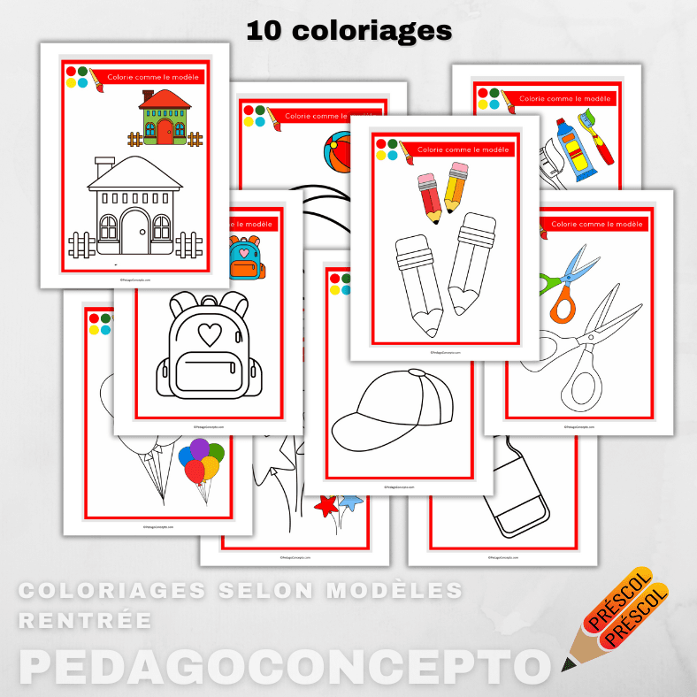 Coloriages selon modèles_Rentrée - PedagoConcepto